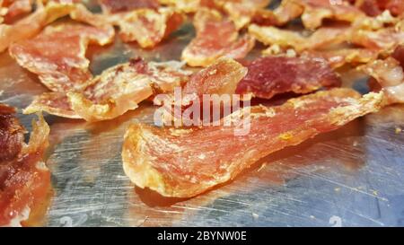 close-up sun dried pork Stock Photo - Alamy