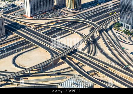 Dubai roads, junction, intersection. Dubai car traffic, busy roads ...