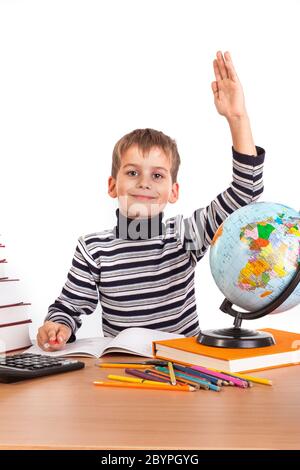 Cheerful Schoolboy ready to answer question Stock Photo - Alamy
