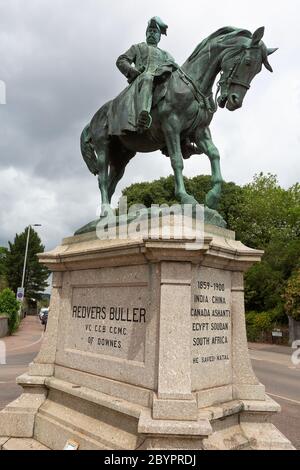 Statue of General Sir Redvers Buller VC with a traffic cone on his head ...