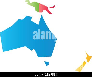 Very simplified infographical political map of Australia and Oceania ...