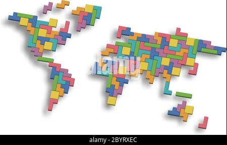 Vector world map colorful blocks Stock Vector Image & Art - Alamy