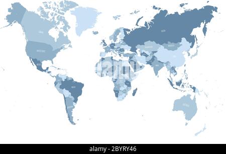 Geopolitical World map. High detail political map with country names ...