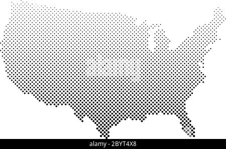 United States of America. Dotted halftone map of USA. Simple flat ...