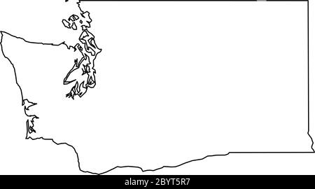 Washington, state of USA - solid black silhouette map of country area ...