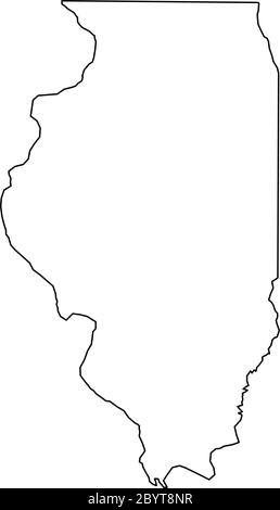 Illinois, state of USA - solid black silhouette map of country area ...