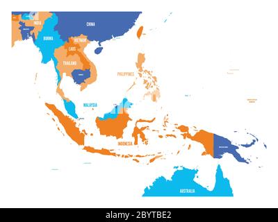 Vector map of Southeast Asia. Four colors map Stock Vector Image & Art ...
