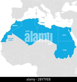 Northern Africa, subregion, political map with single countries Stock ...