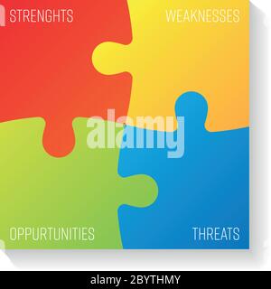 Jigsaw puzzle in four colors. Vector illustration Stock Vector Image ...