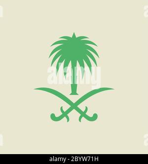 saudi arabia national day, palm tree and swords national symbol ...