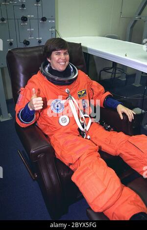 STS-83 Payload Commander Janice E. Voss arrives at Kennedy Space Center ...