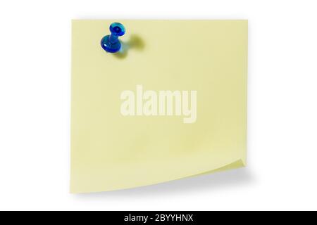 Blue Sticky Note With Blue Push Pin Stock Photo - Alamy