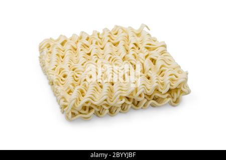 Dried instant noodle block, from above. Instant ramen are noodles sold ...