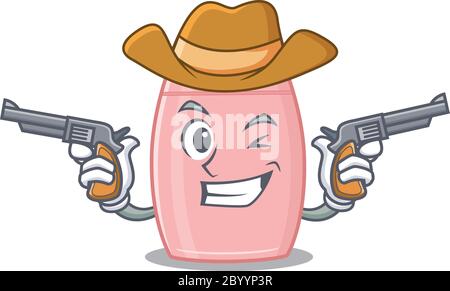 Cartoon character cowboy of moisturizer cream with guns Stock Vector ...