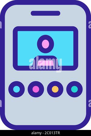 intercom gadget with screen icon vector outline illustration Stock ...