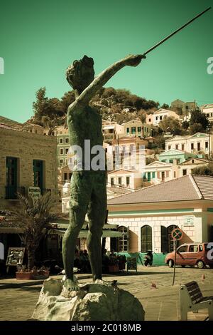 Symi sponge diver statue Stock Photo - Alamy