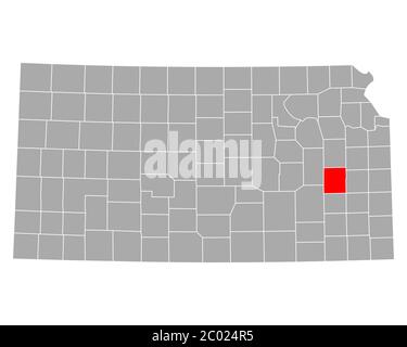 Map of Coffey in Kansas Stock Photo - Alamy