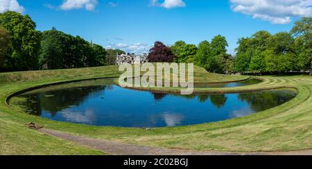 Panoramic view of Charles Jencks’ Landform (2002), a sculptured ...