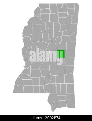 Map of Neshoba in Mississippi Stock Photo - Alamy