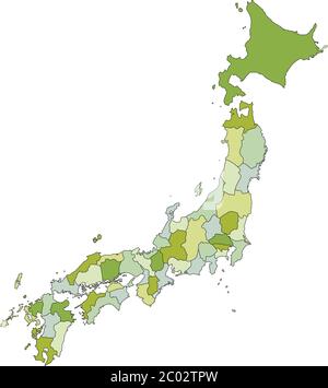 Japan - Highly detailed editable political map with labeling Stock ...