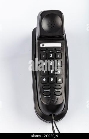 Wall Phone Desk Wall Mountable. Modern white wall phone isolated on ...