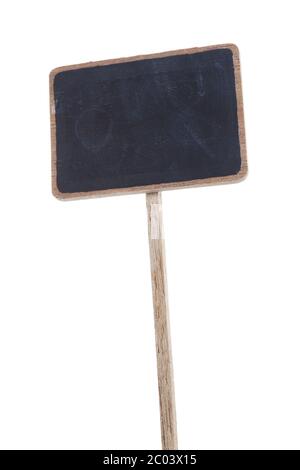 Empty wooden small sign board on artificial green grass background ...