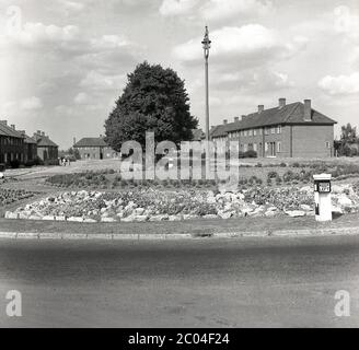 1950s, historical, semi-rural new housing estate of workers cottages ...