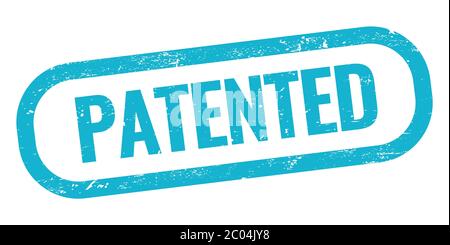 PATENTED blue rectangle grungy stamp Stock Photo - Alamy