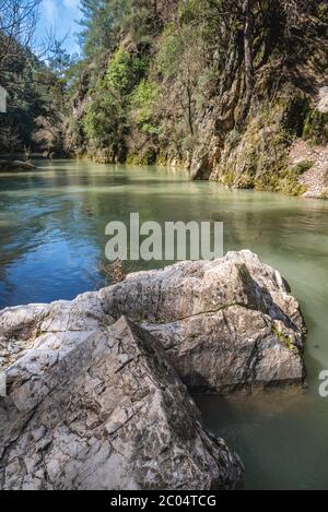 Chouwan Lake on the Abraham River in Jabal Moussa Biosphere Reserve on ...