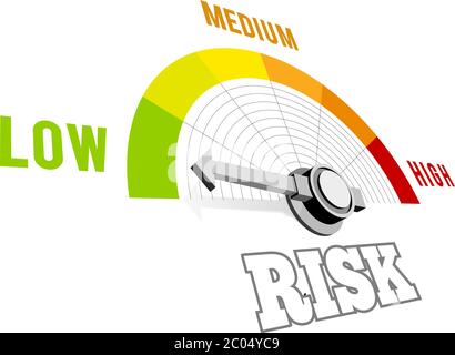 Risk management measure meter icon set. Three risk indicators signs ...