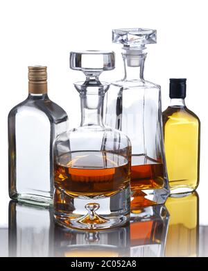 Composition with bottles of assorted alcoholic beverages Stock Photo ...