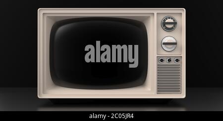 TV old fashioned. Retro old television, blank black screen template ...