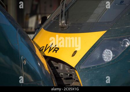 Intercity Express passenger trains in GWR livery waiting at Bristol ...