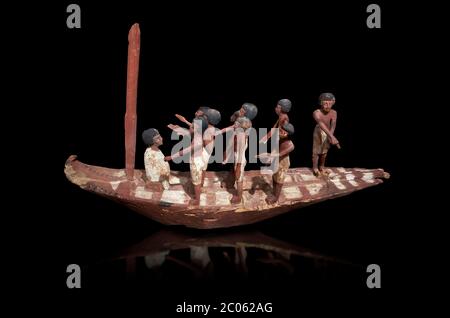 Ancient Egyptian model of a boat with mast, Middle Kingdom (1980-1700 ...