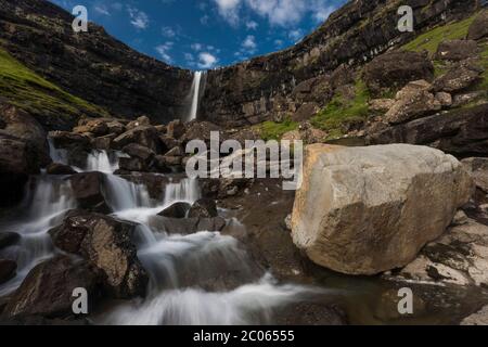 Fossa Waterfall, largest waterfall in the Faroe Islands, Streymoy ...