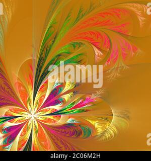 Symmetric multicolor fractal tracery. Beautiful floral pattern, flower ...