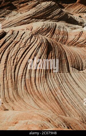 repeated lines of red rock petrified sand dunes near St. George utah ...