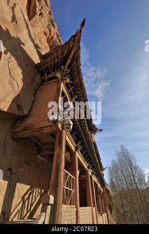 Qianfo Buddhist grottoes section of MatiSi-Horse Hoof Temple. Zhangye ...