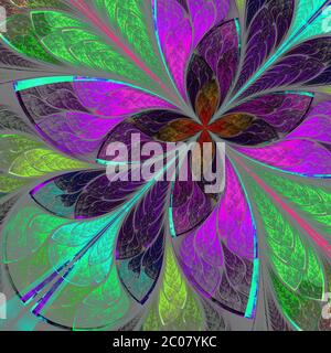Beautiful fractal flower in stained-glass window style. Artwork for ...