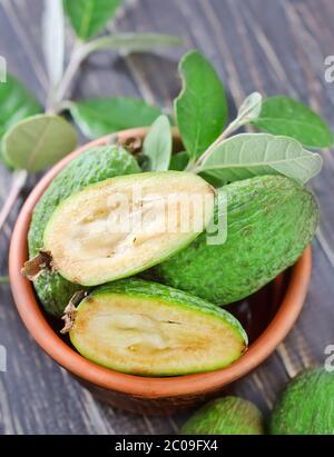 Fresh sweet juicy ripe feijoa exotic fruit Stock Photo - Alamy