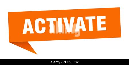 activate banner sign. activate speech bubble label set Stock Vector ...