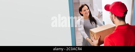Woman has received a package Stock Photo - Alamy