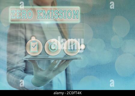 Text sign showing Zero Emission. Conceptual photo No harmful gas ...