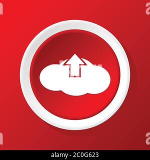 Cloud Upload Icon On Red Background. Red Flat Style Vector Illustration ...