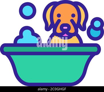 washing dog line icon vector illustration Stock Vector Image & Art - Alamy