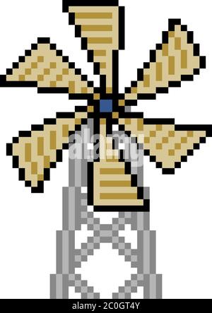 vector pixel art windmill isolated Stock Vector Image & Art - Alamy
