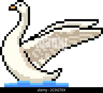 White swan pixel art. 8 bit pixelated Vector illustration Stock Vector ...