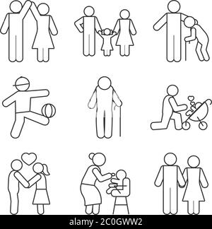pictogram coupleand people icon set over white background, silhouette ...