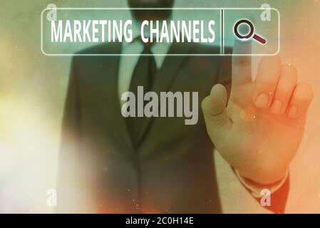 Writing note showing Multichannel Marketing. Business photo showcasing ...