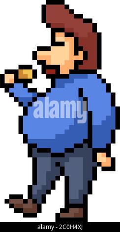 vector pixel art fat man isolated Stock Vector Image & Art - Alamy